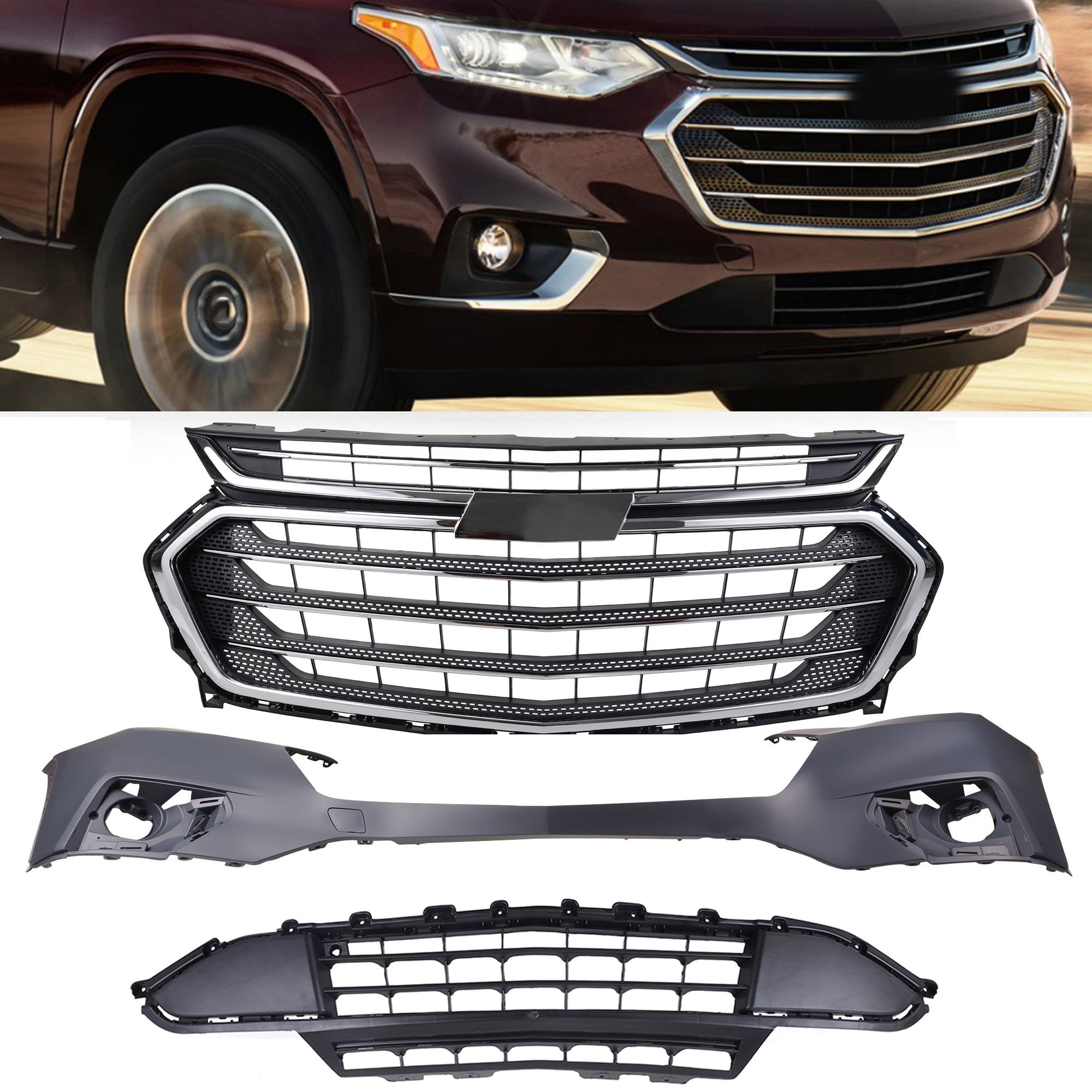 Fit 2018 2019 2020 2021 Chevy Traverse Complete Front Bumper Assembly ...