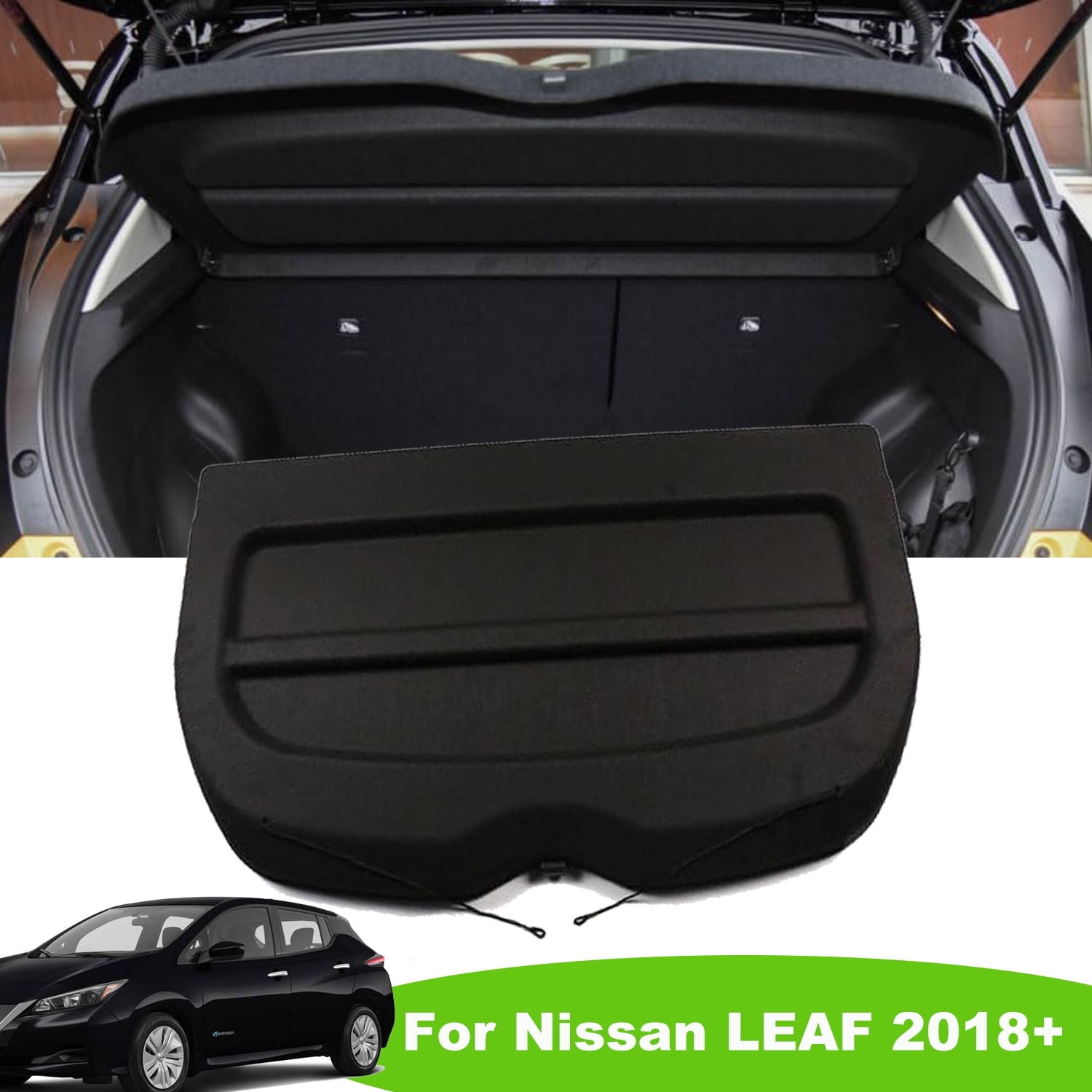Marretoo Fit Nissan Leaf Non retractable Parcel Shelf Cover with Accessories Black