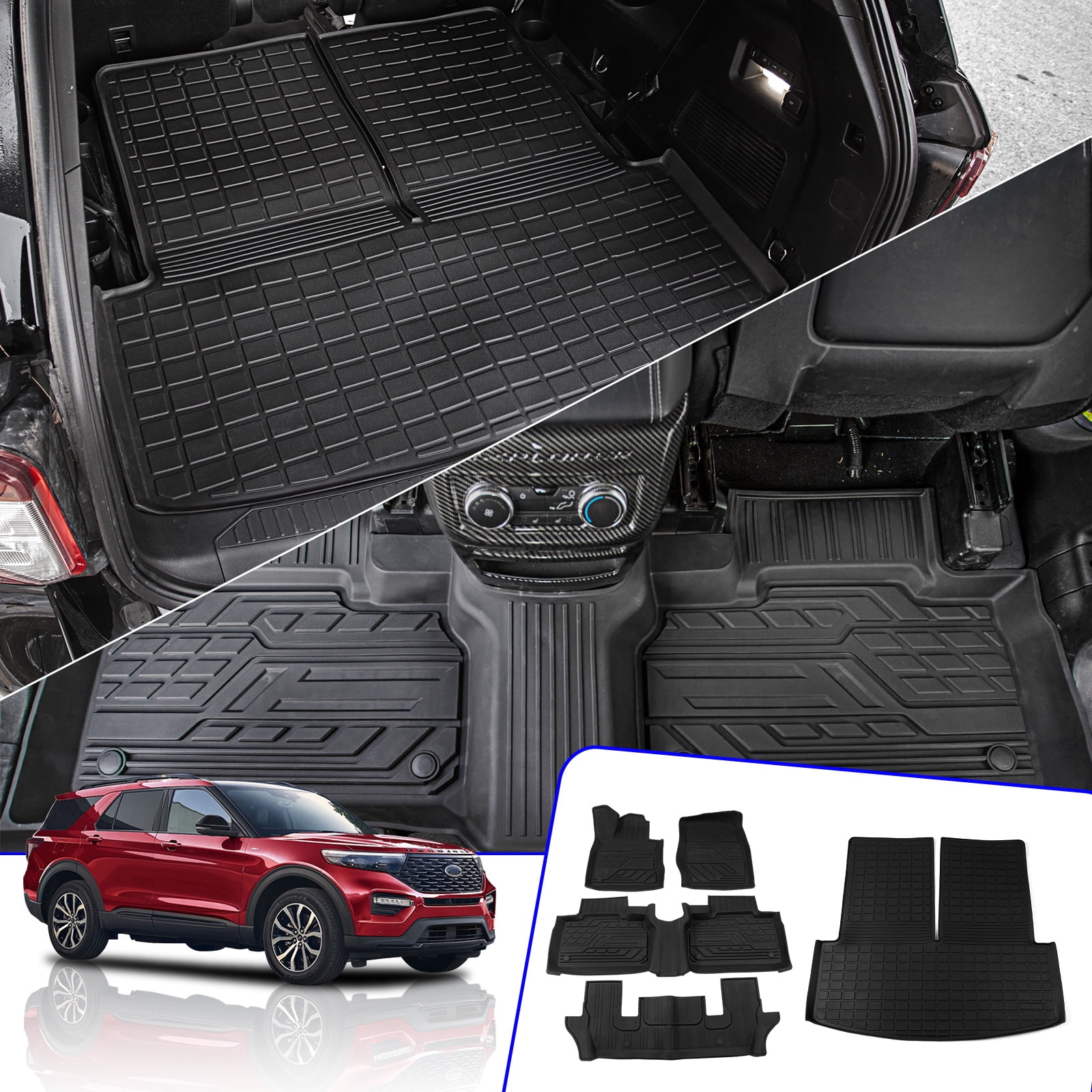 Fit 2020-2026 Ford Explorer Floor Mats Cargo Liner TPE Seat Back Mats ...