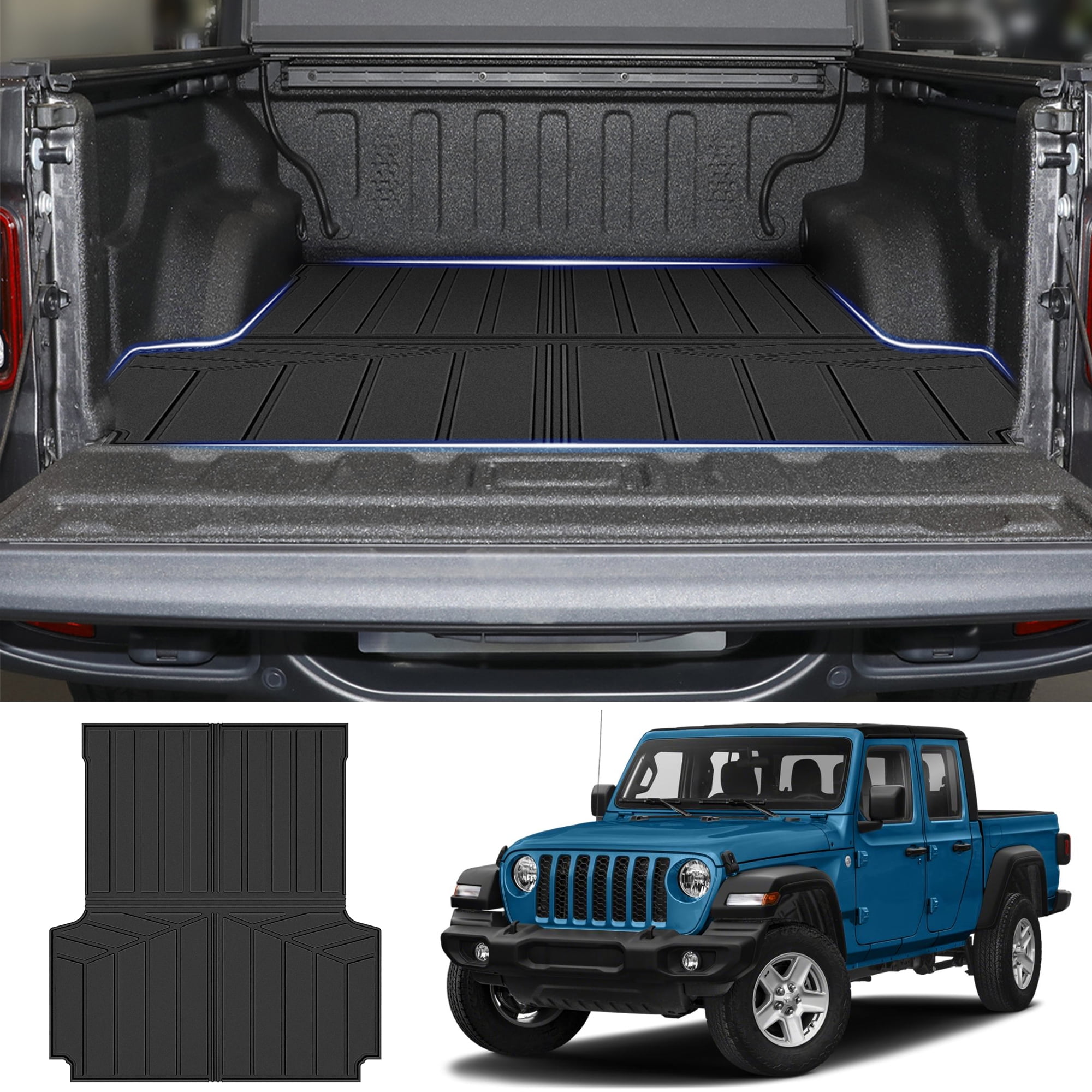 Fit 2020-2023 Jeep Gladiator Rear Truck Bed Mats 5 FT TPE Rear Cargo ...