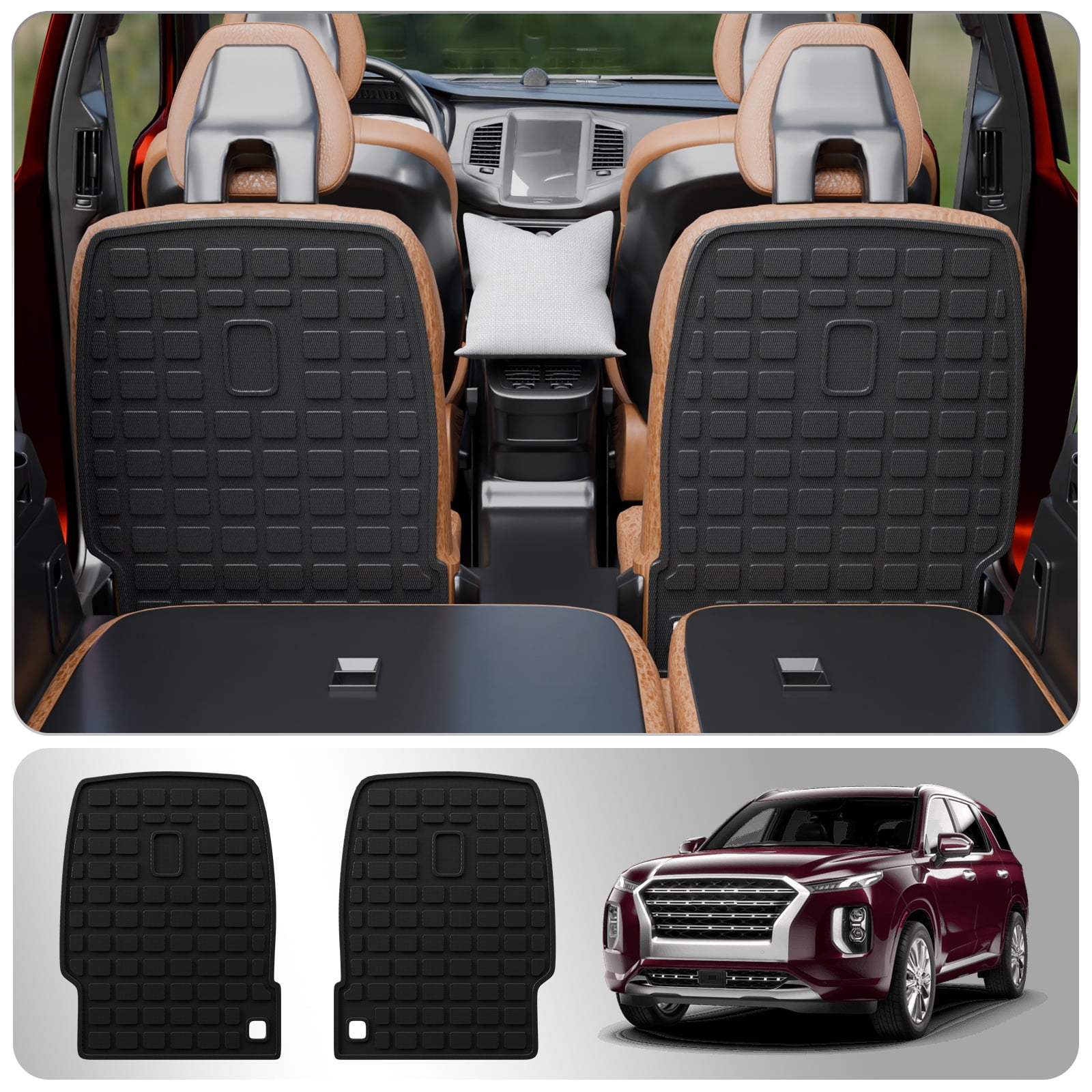 Fit 2020 2024 Hyundai Palisade 7 Seats Car Cargo Mat Cargo Liner 2nd Row Backrest Mats Size Product Dimensions 24L x 19.3W x 0.4Th Black