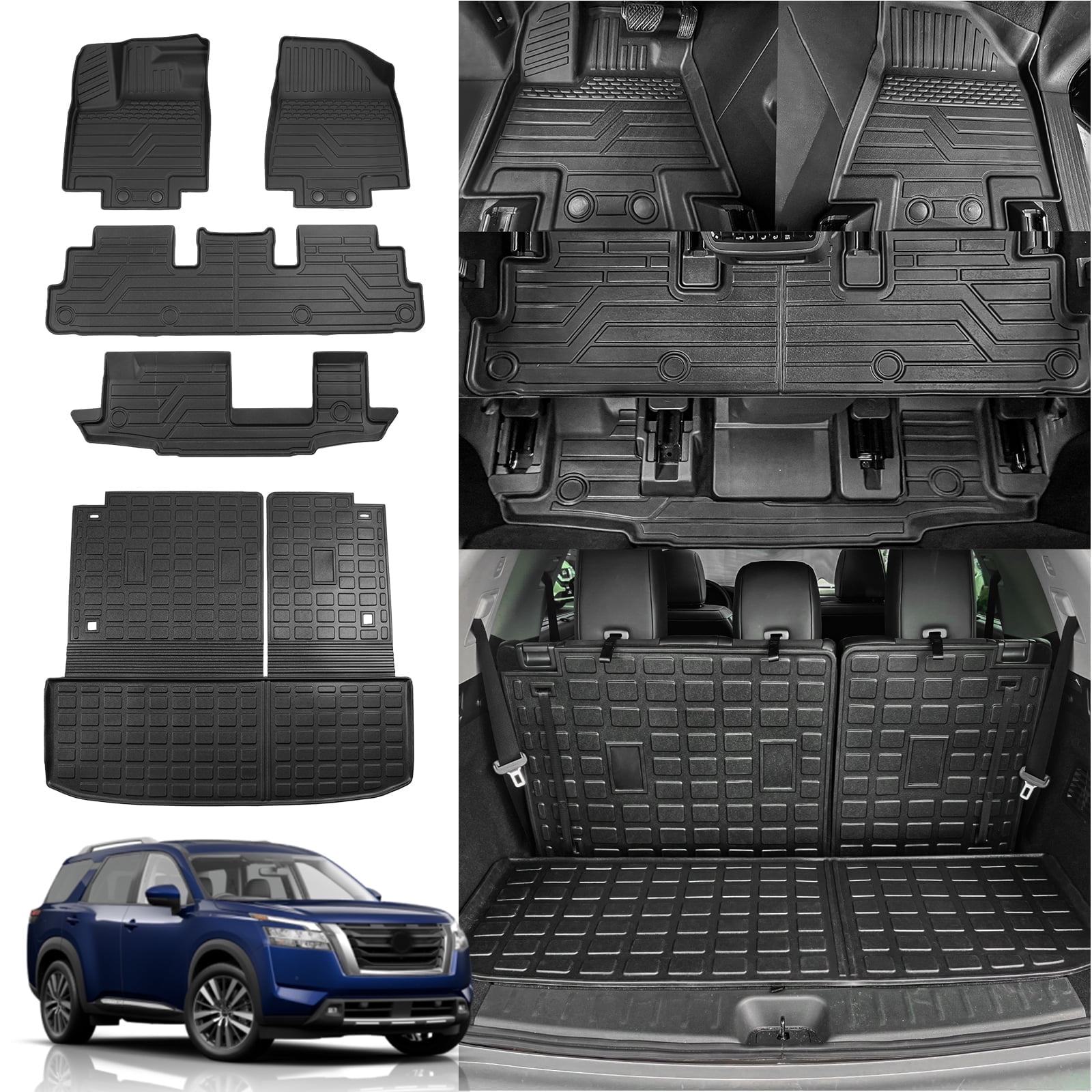 Fit 2022-2025 Nissan Pathfinder 7&8 Seats Floor Mats Cargo Mat Cargo ...