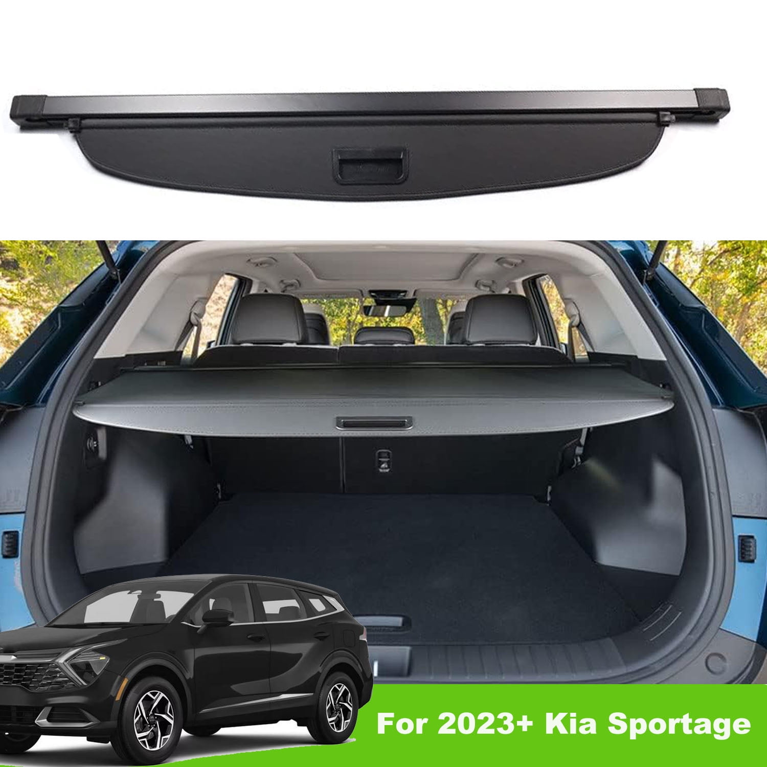 2023-2024 Kia Sportage 5-Seat SUV Black Retractable Cargo Cover, Rear ...