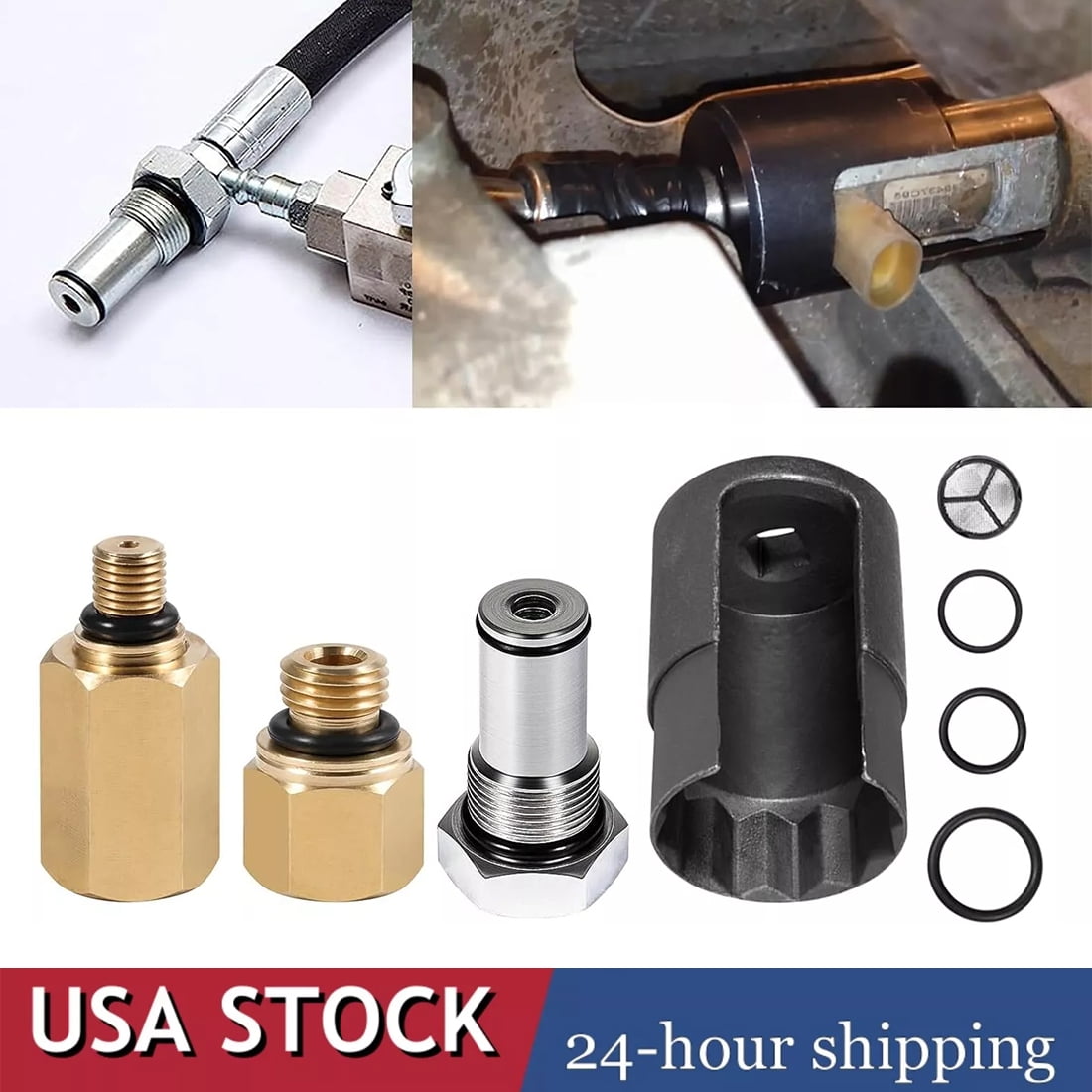 Fit 6.0L Ford Powerstroke IPR Valve Socket & Air Test Fitting Fuel Rail ...