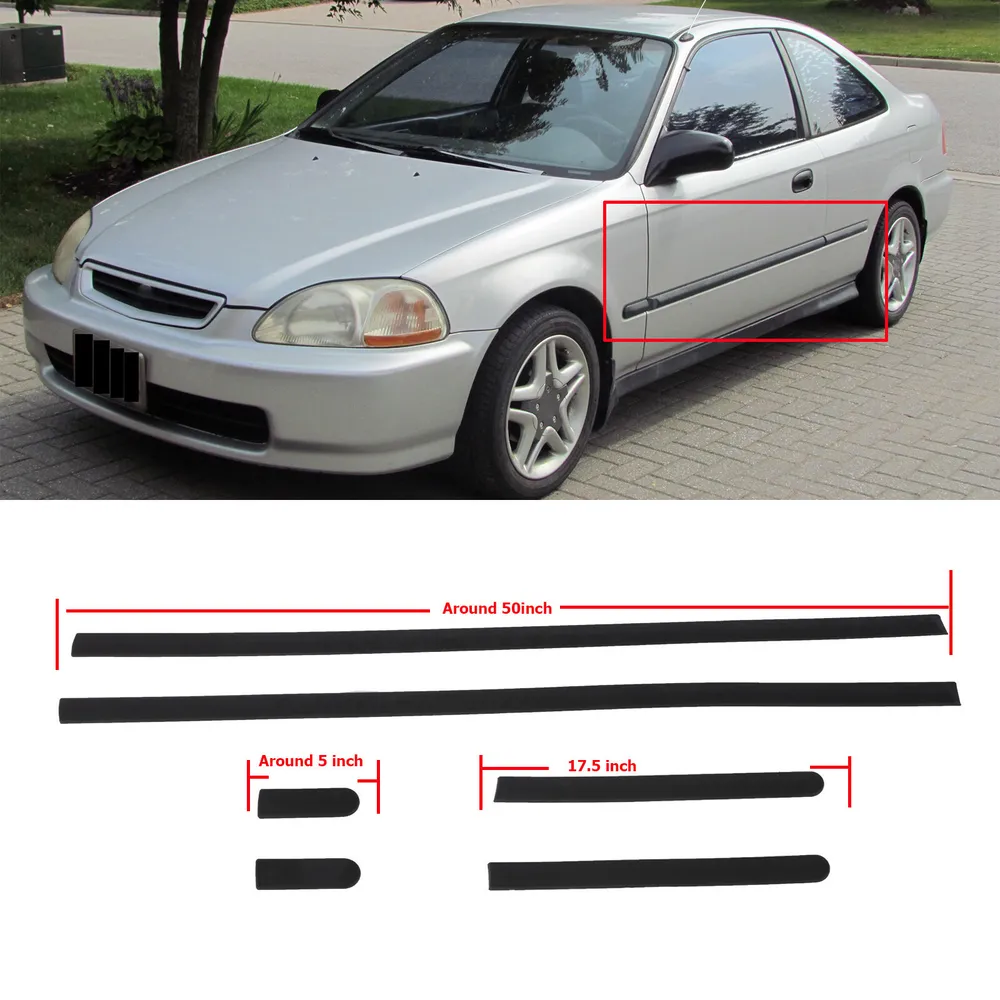 Fit 96-00 Civic 2dr Sedan Thin Body Side Door protective moldings Panel Molding - Walmart.com