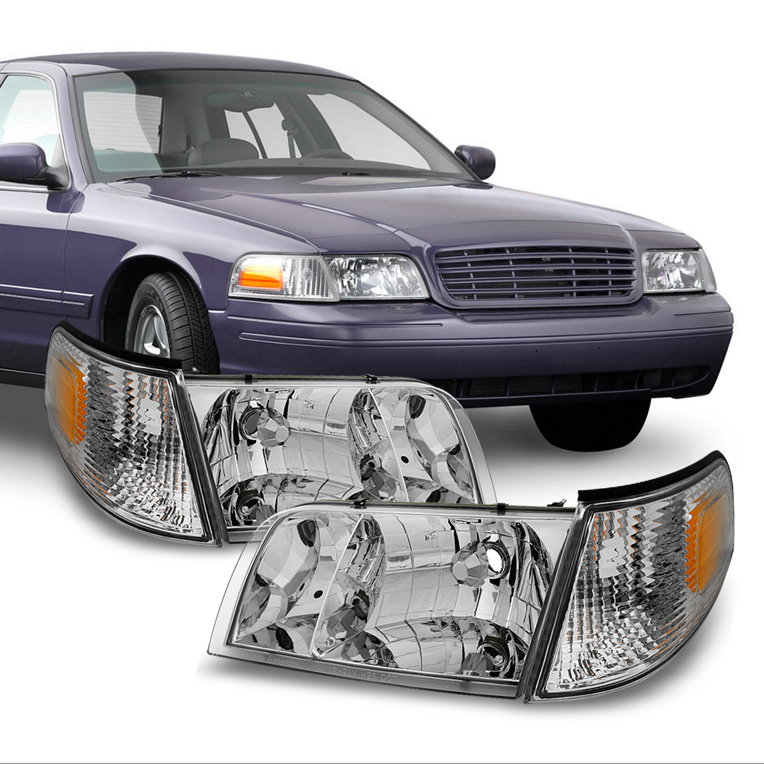 Xtune Crown Victoria 98-11 Crystal Headlights w/ Corner Lights Set ...