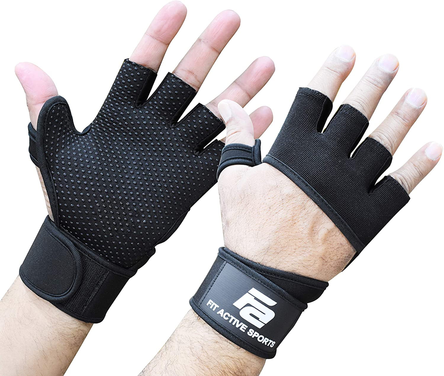 Fit Active Sports RX2 Weight Lifting Workout Gloves with Built in Wrist ...