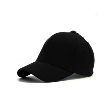 Flex Fitted Baseball Cap Hat- Black, Large-XL - Walmart.com