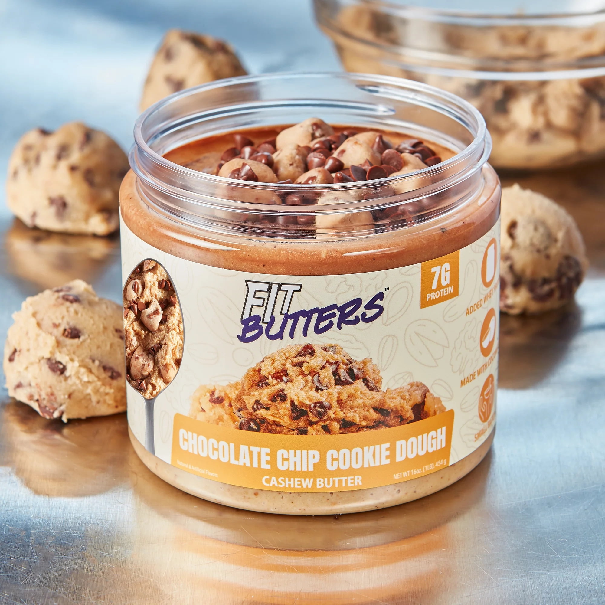 Fit Butters Chocolate Chip Cookie Dough Cashew Butter, 16 oz - Walmart.com