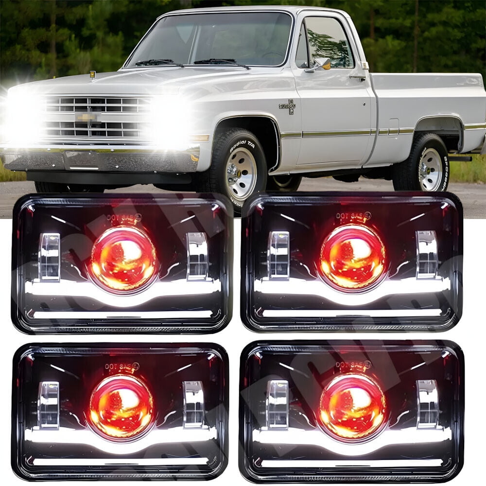 Fit Chevy C10 Pickup truck 1981-1986 DOT 4x6" LED Headlights Hi/Lo Beam ...