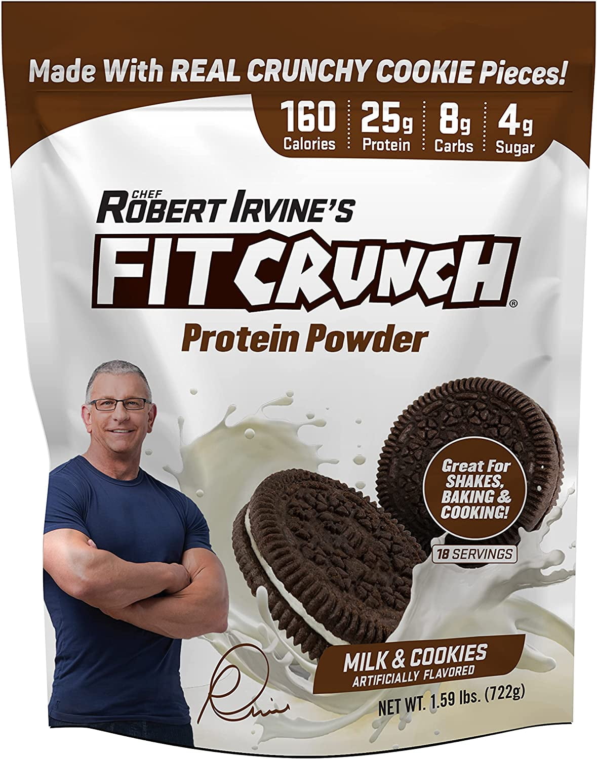 Fit Crunch Protein Powder, Milk & Cookies, 25g Protein, 18 Servings ...