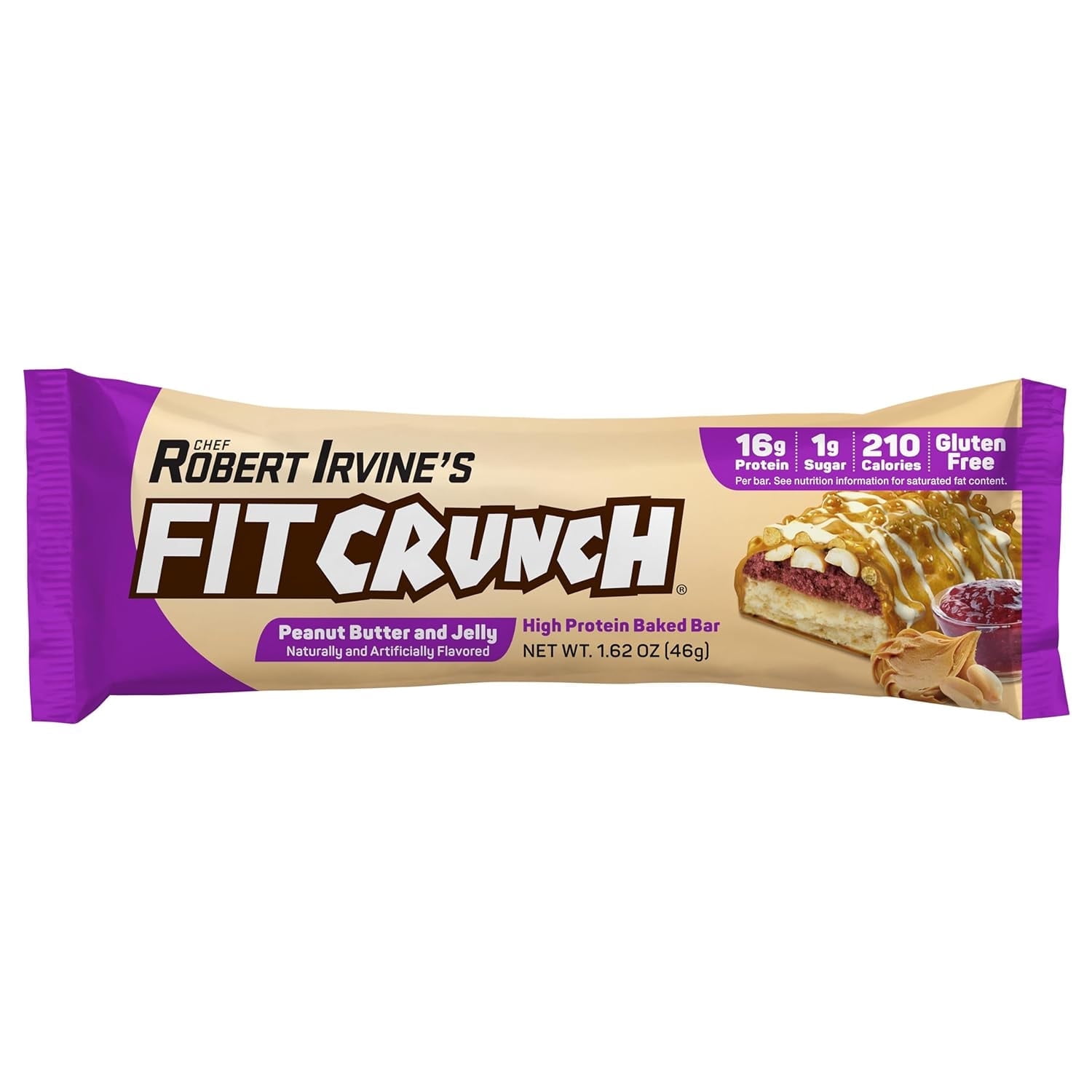 Fit Crunch PB&J Snack Size High Protein Bar, 16g, Baked by Chef Robert ...