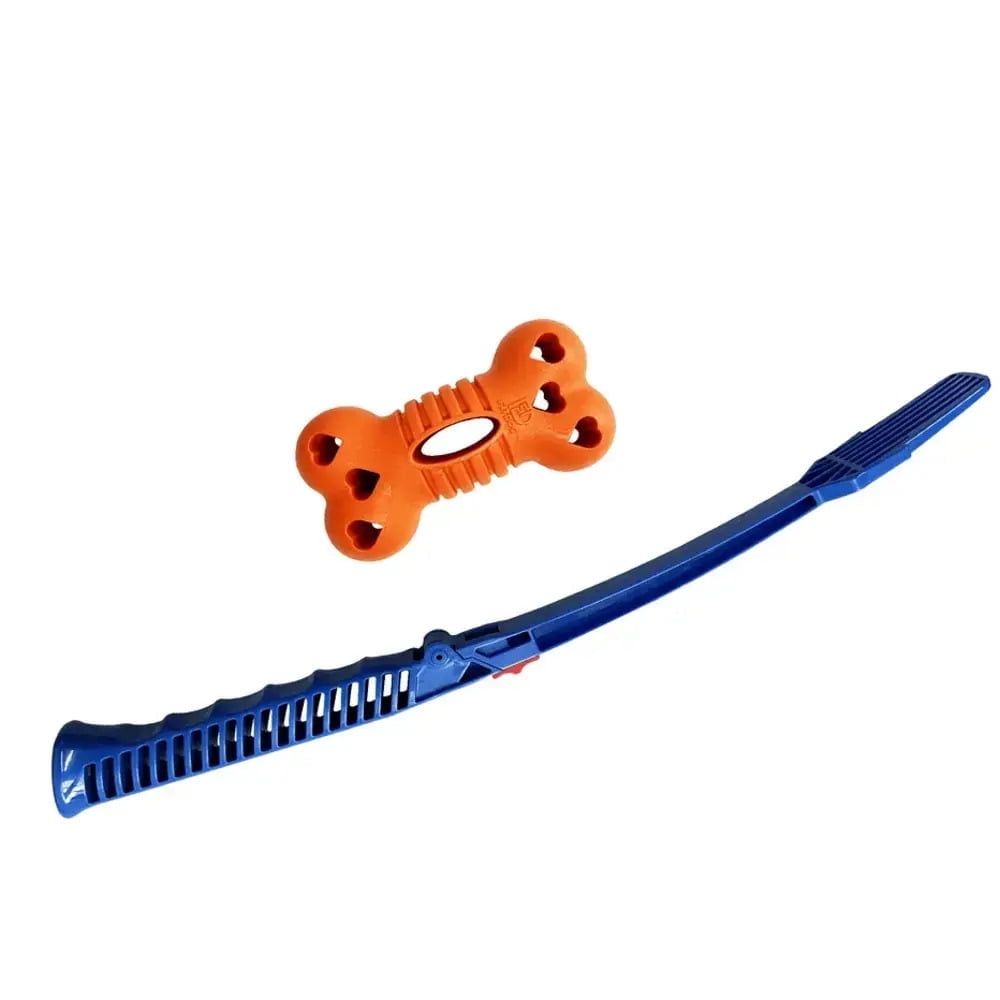 Fit Dog Bionic Bone Durable Fetch Toy with Launcher for Dogs, Orange ...