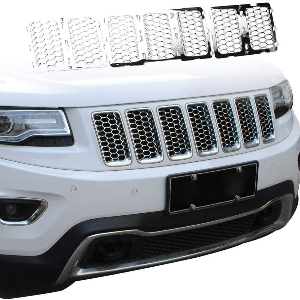 Fit For 14-16 Jeep Grand Cherokee Chrome Front Mesh Grille Honeycomb ...
