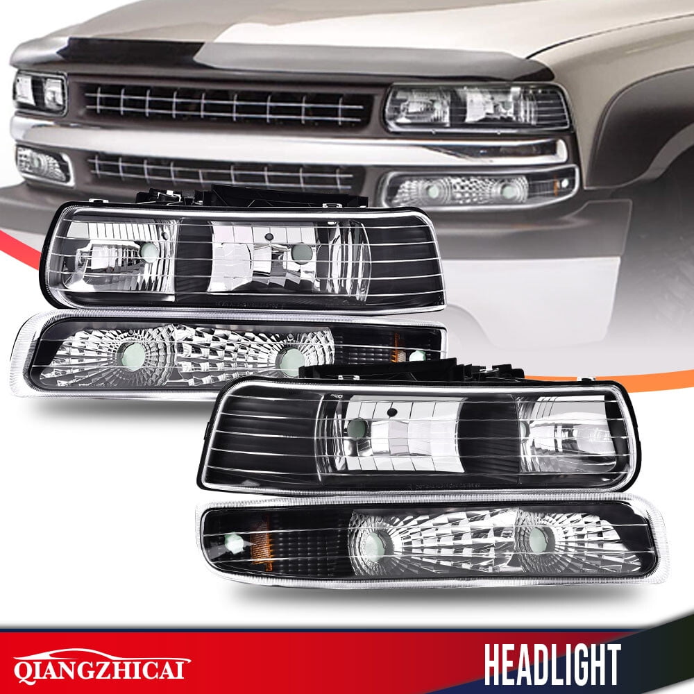 Fit For 1999-2002 Chevy Silverado Corner Headlights + Signal Bumper ...