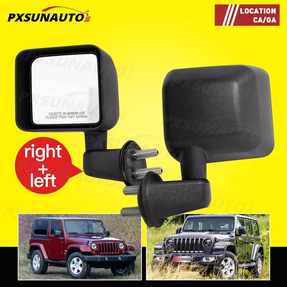 Fit For 2007-2017 Jeep Wrangler JK Side View Door Mirror Textured Left ...