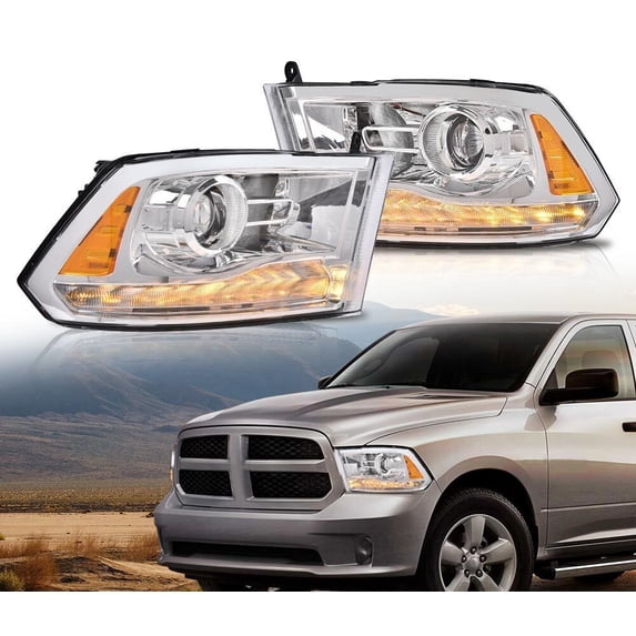 Fit For 2013-18 Dodge Ram 1500 2500 3500 Chrome Halogen w/ LED DRL ...