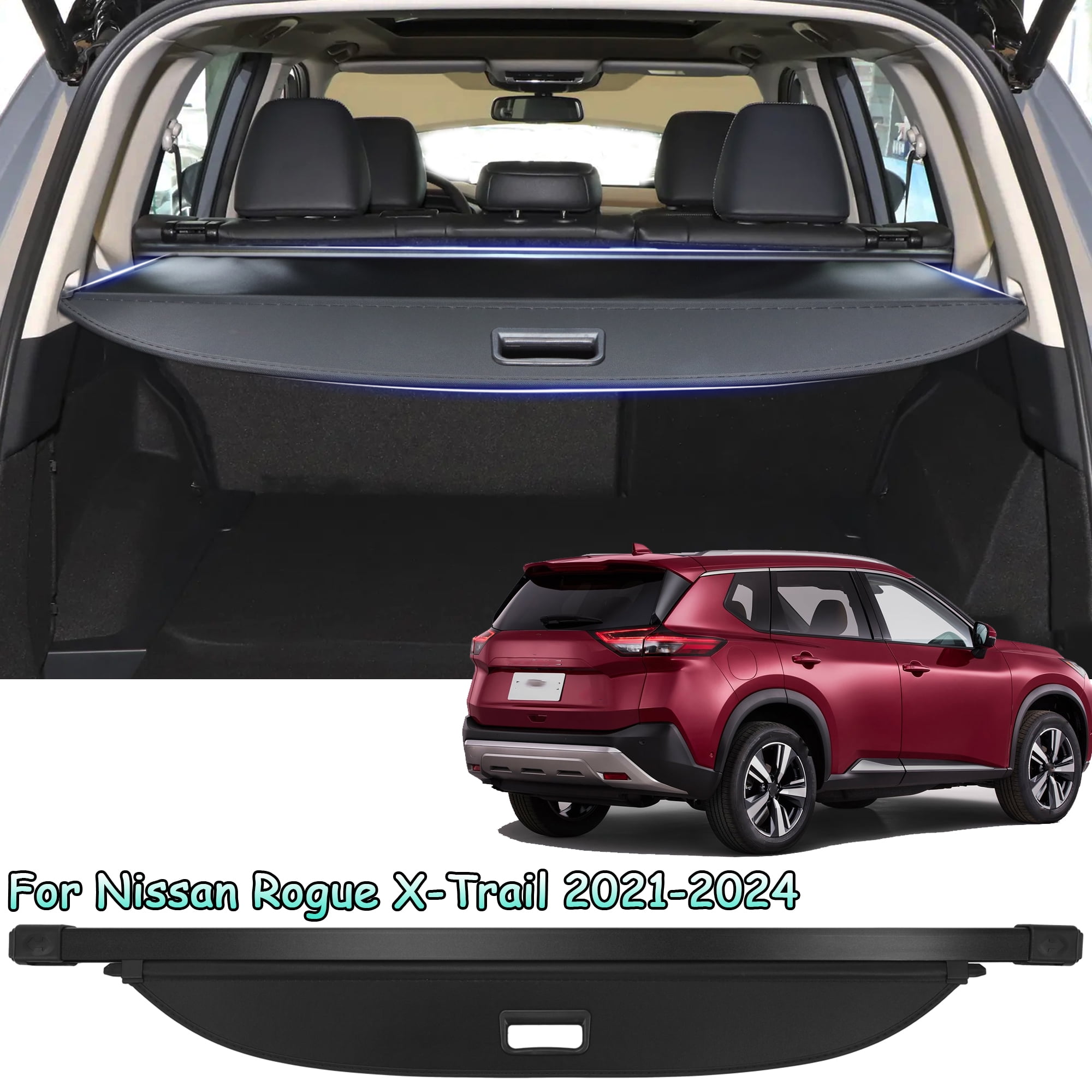 Fit For 2021-2024 Nissan Rogue Retractable Rear Trunk Cargo Cover ...