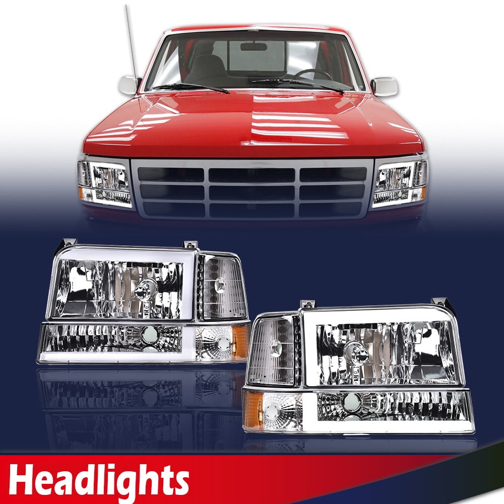 Fit For 92-1996 Ford F150 F250 F350 Dual LED DRL Bumper Clear ...