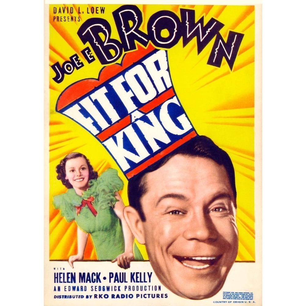 Fit For A King Us Poster Art From Left: Helen Mack Joe E. Brown 1937 ...