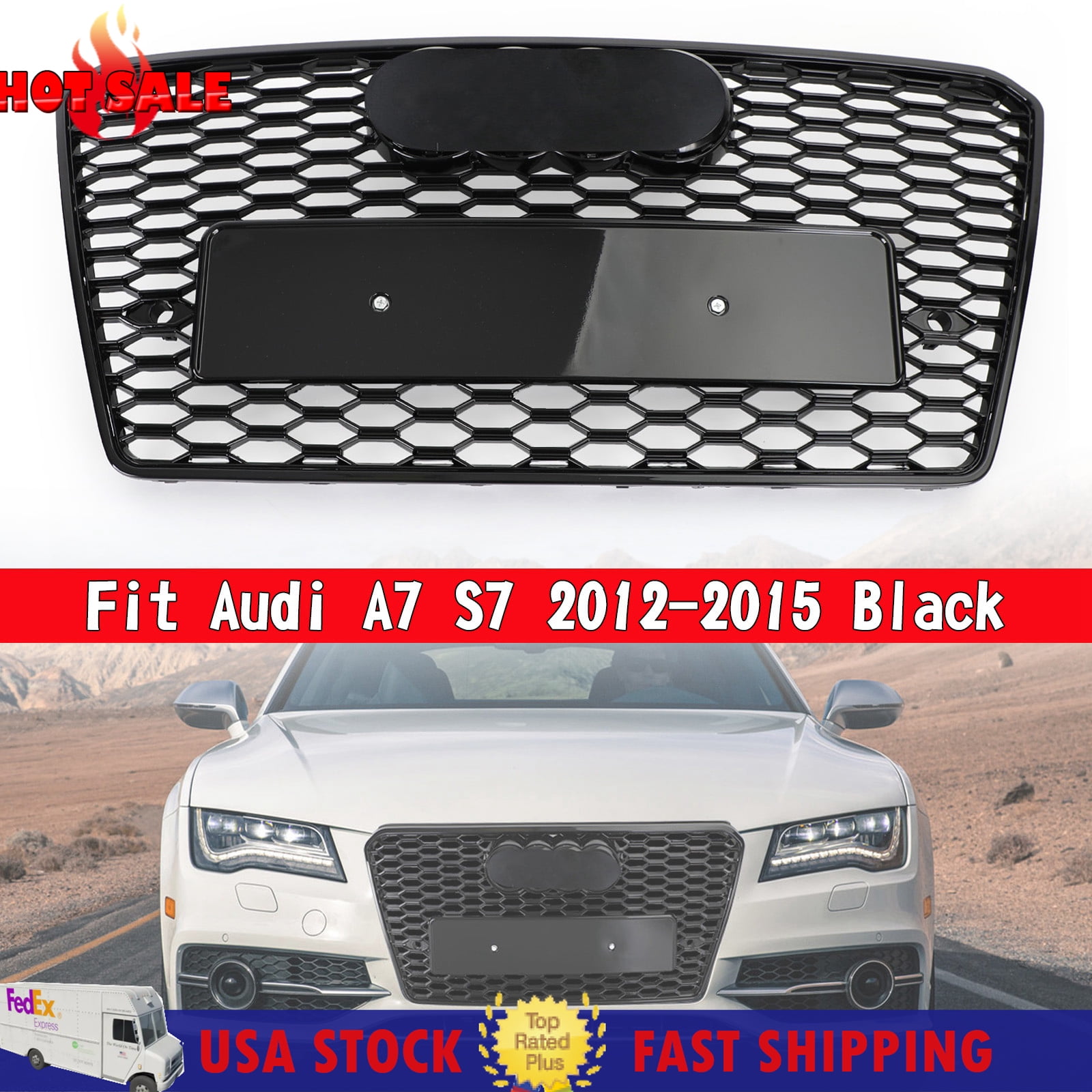Fit For Audi A7/S7 2012-2015 RS7 Style Honeycomb Sport Mesh Hex Grille ...