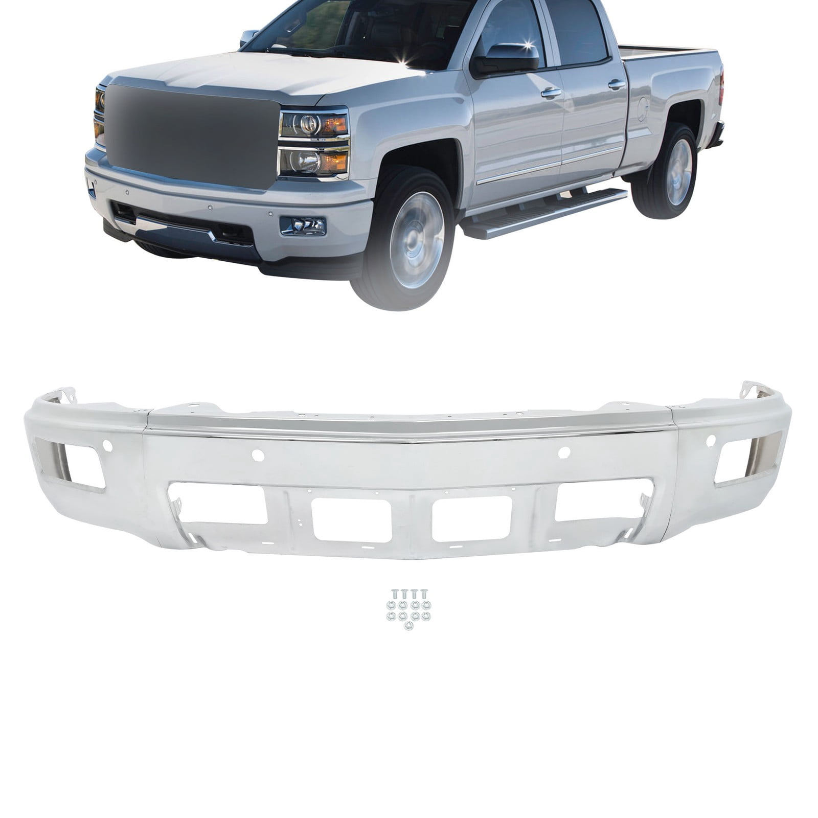 Fit For Chevrolet Silverado 1500 2014-2015 Split Front Bumper W/ Sensor ...