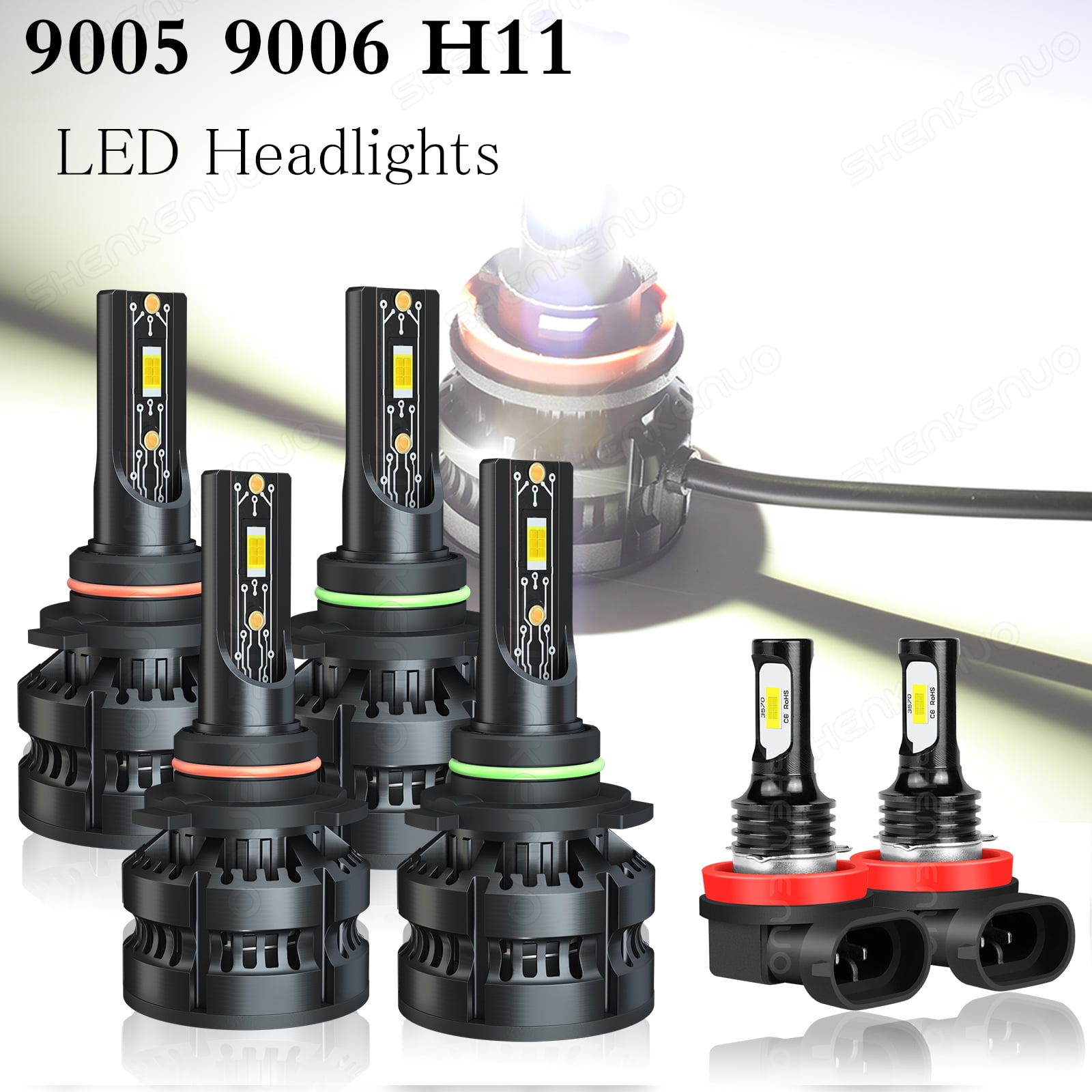 BMZONCC Ford Explorer LED Headlight Bulbs, 9005 High Beam, 9006 Low ...