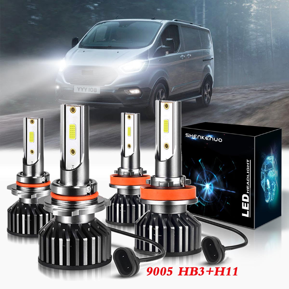 Fit For Ford Transit (2014-2019) LED Headlight Bulbs,9005 High Beam and ...