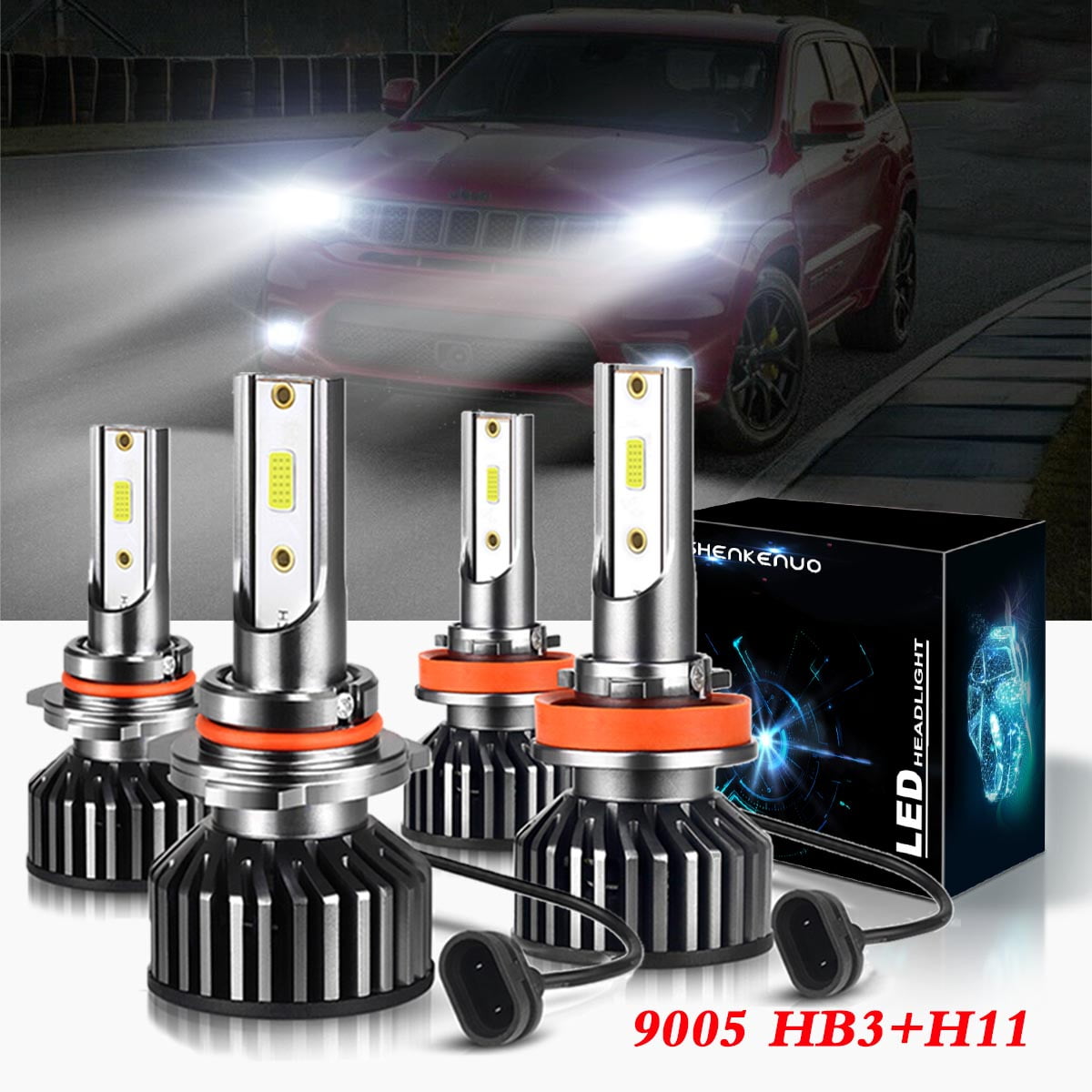 Fit For Jeep Grand Cherokee 2011-2018 LED Headlight Bulbs, 9005 High ...