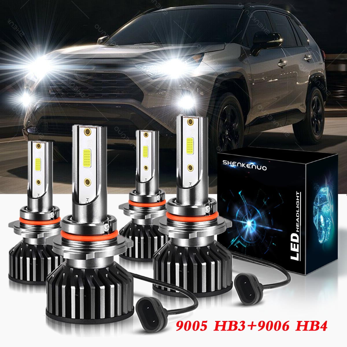 Fit For TOYOTA RAV4 (2006-2018) LED Headlight Bulbs,9005/HB3 High Beam ...