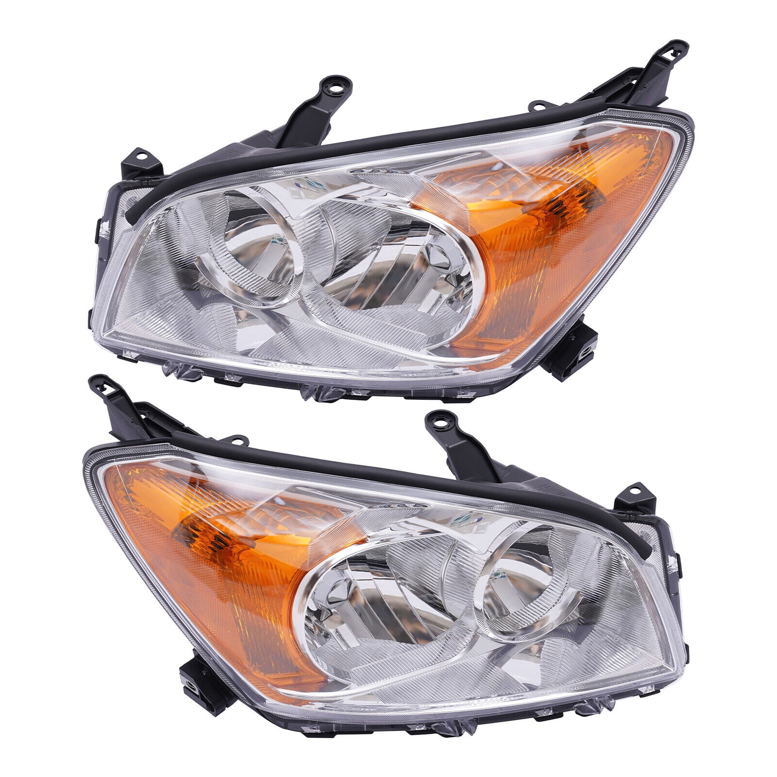 Fit For Toyota RAV4 2009-2012 Halogen Headlights Left+Right Chrome ...