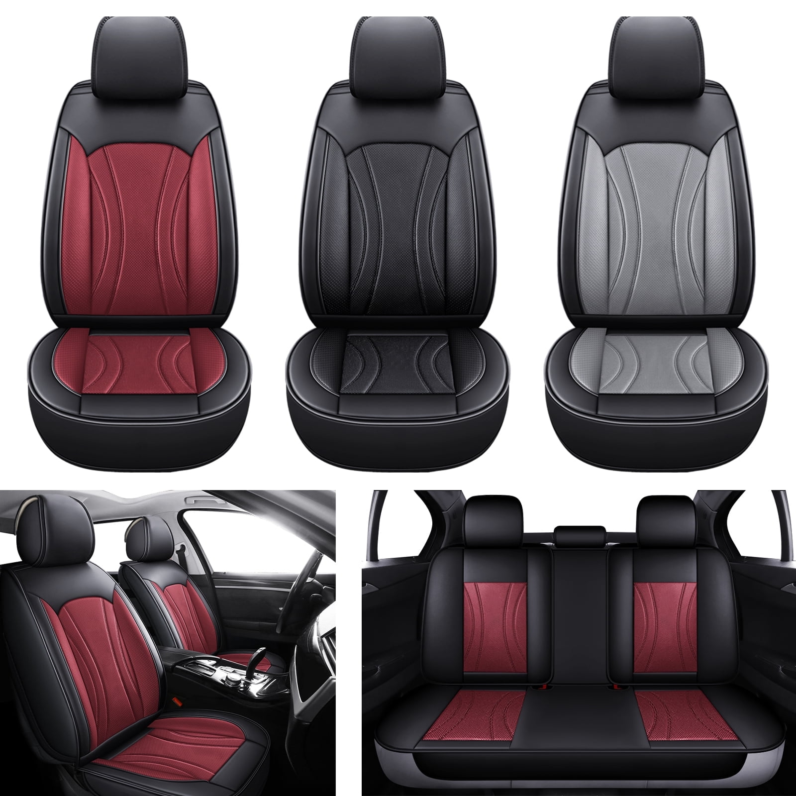 Fit For Toyota RAV4 Prius Car Seat Covers, 5 Seats Leatherette Front ...