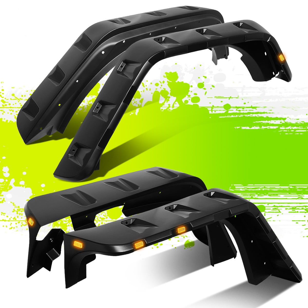 Fit For Wrangler JK 2007-2018 4PCS Pocket Riveted LED Wheel Fender ...