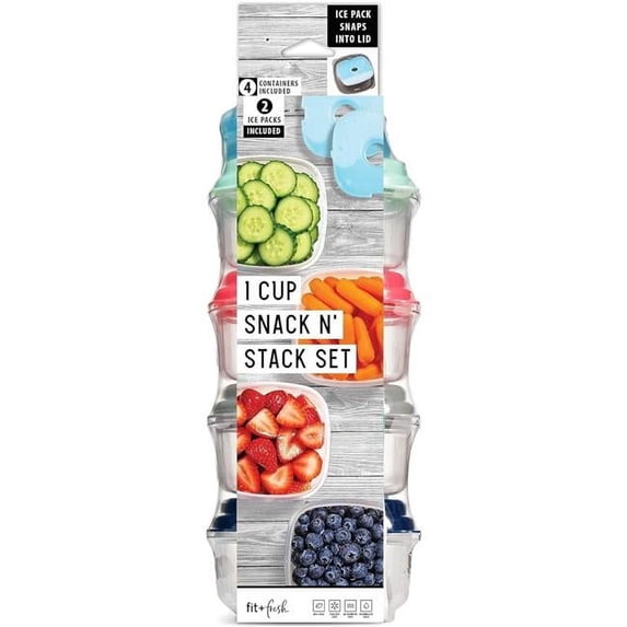 Fit & Fresh Stak Pak Portion Control 4Ct Containers with Ice Packs ...
