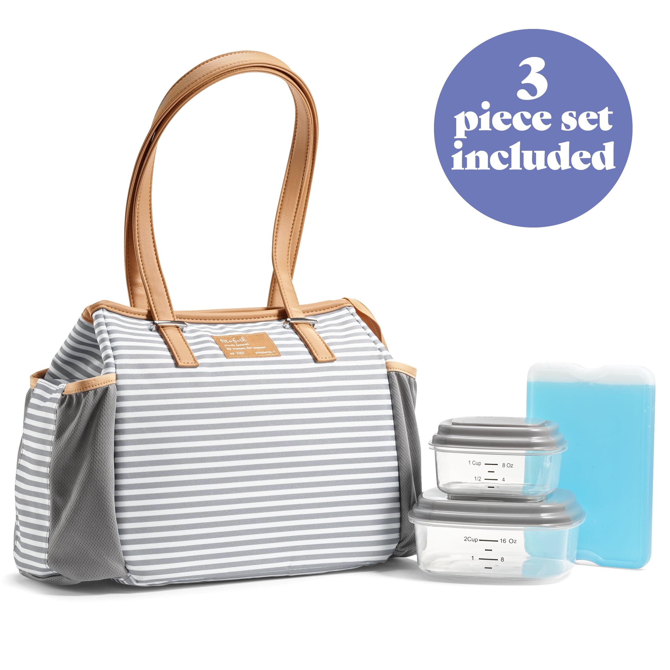 Fit + Fresh Insulated Lunch Bag for Women, Stylish & Spacious Tote with ...