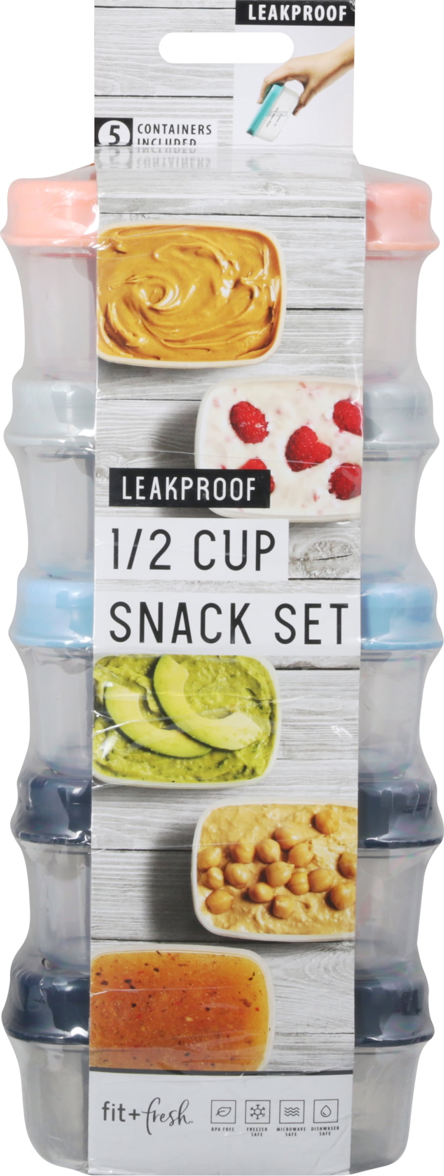 Fit & Fresh Cup Snack Set, Set of 5 Reusable Containers, Multicolored ...