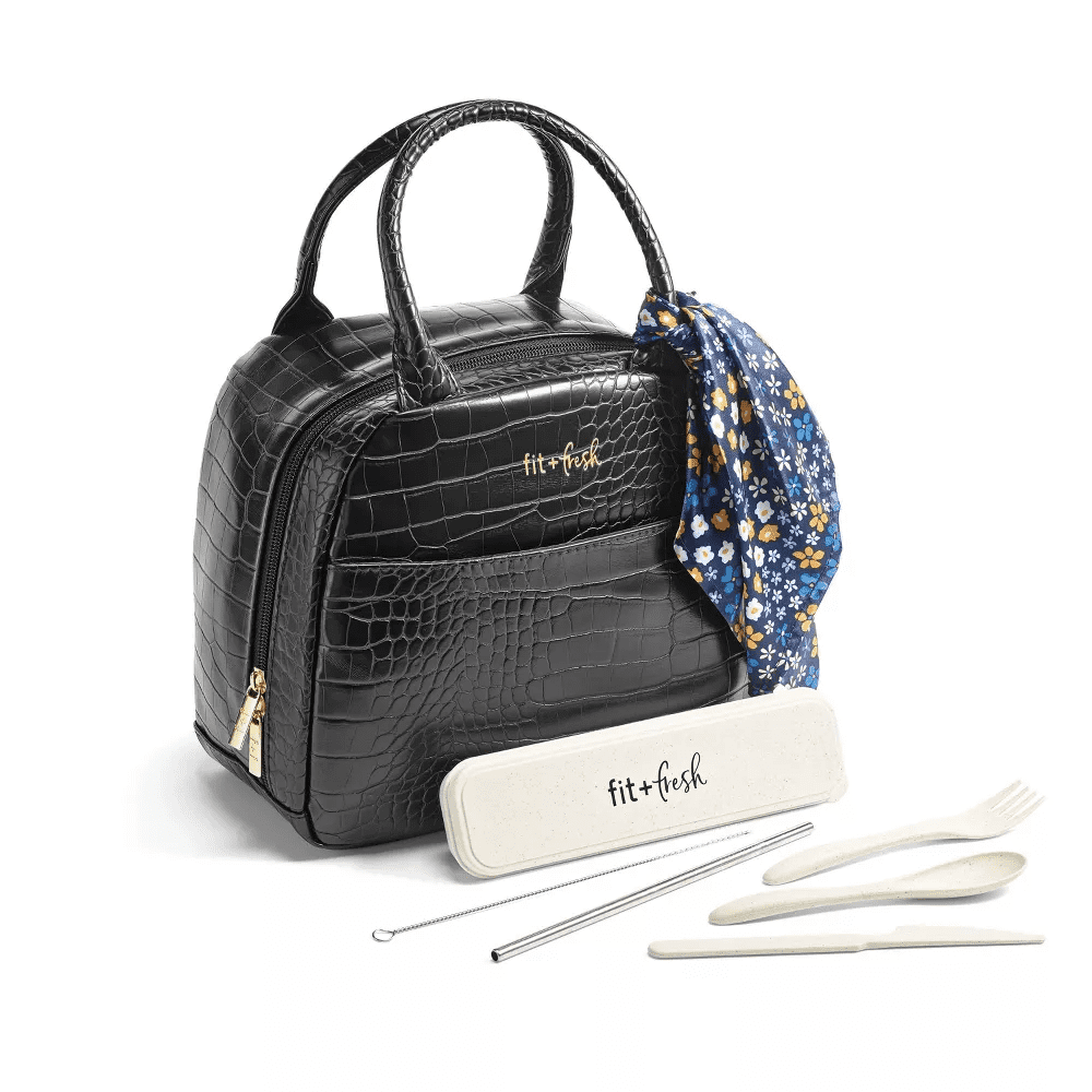 Fit & Fresh, Lyon Luxe Lunch Bag, Faux Croc Leather, 8.75x10" - Walmart.com
