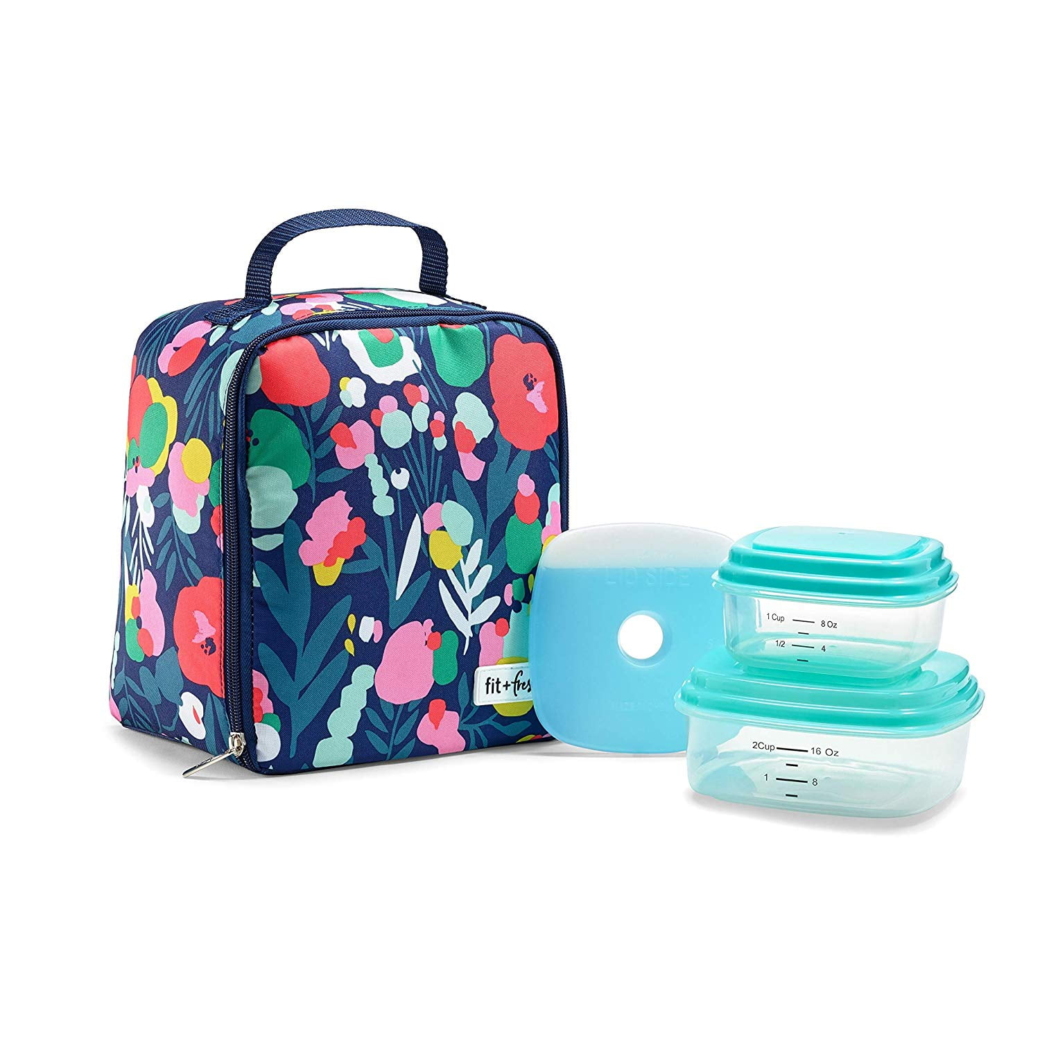 Fit & Fresh Saybrooke Insulated Lunch Bag Kit Floral Paint Splatter ...