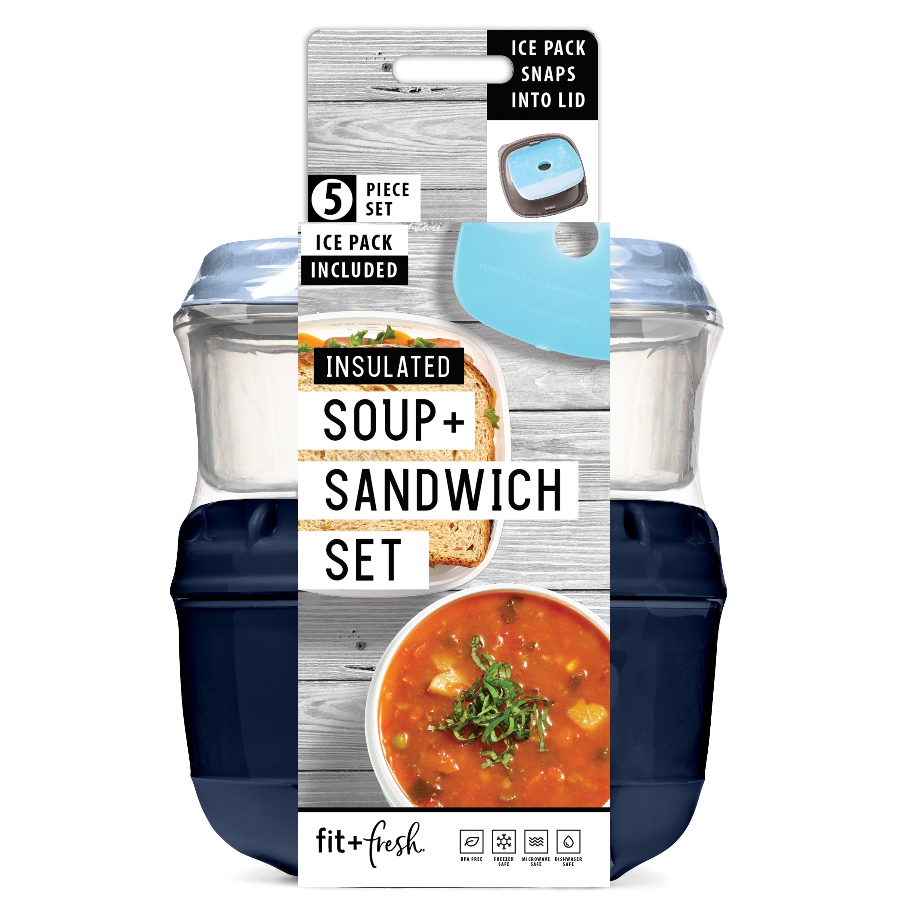 Fit + Fresh Soup & Sandwich Set, Reusable Insulated Soup Bowl, Sandwich ...