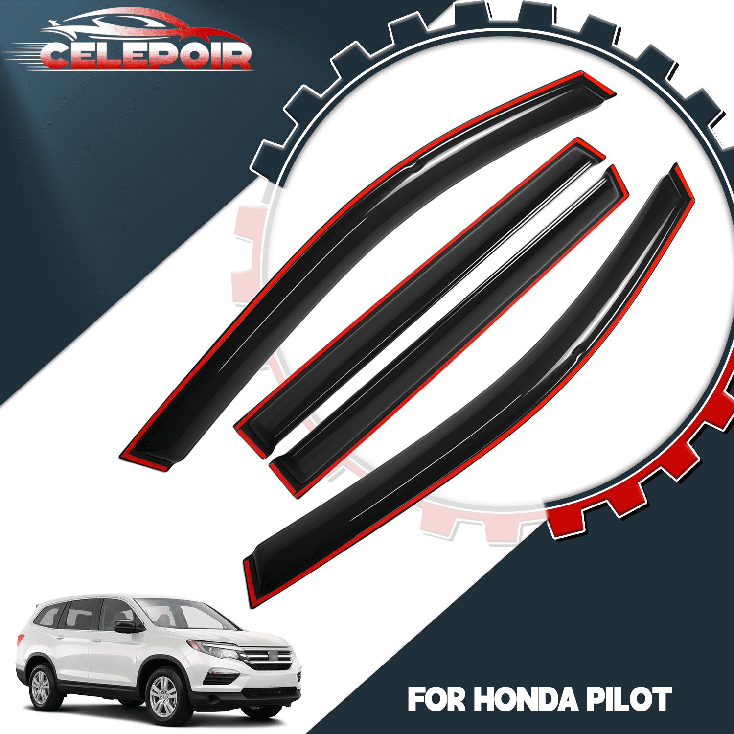 Fit Honda Pilot 2016-2022 Smoke Window Visor Sun Rain Deflector Guard ...