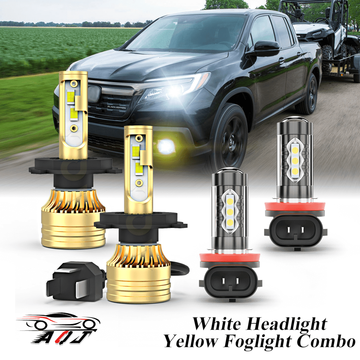 Fit for Honda Ridgeline 2006-2014 – 9003/H4 H11 LED Headlight Combo 4 ...
