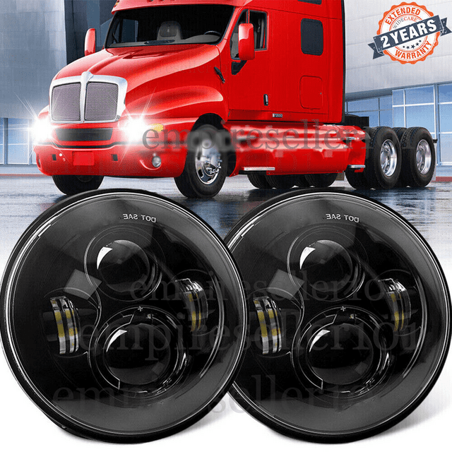 Fit Kenworth T2000 1997-2011 Pair 7inch Round LED Headlights Hi/Lo Beam ...
