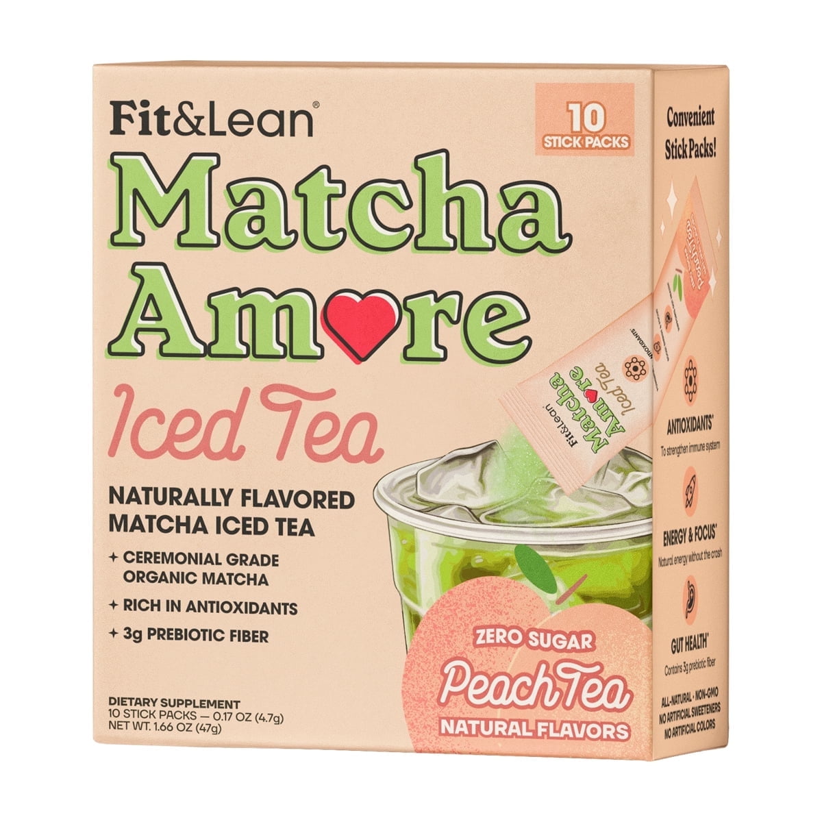 Fit & Lean Matcha Amore Iced Tea, Fruit-Inspired Naturally Flavored ...