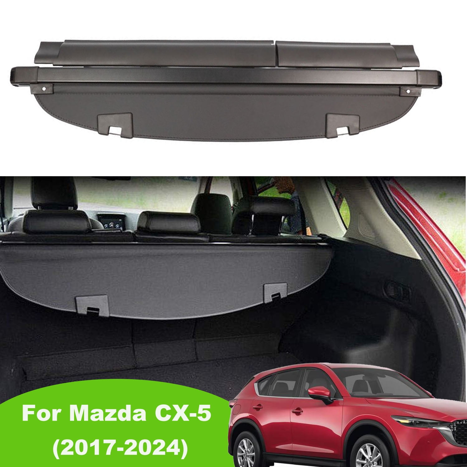 Fit Mazda CX-5 2017-2024 Retractable Black Rear Trunk Cargo Cover, SUV ...