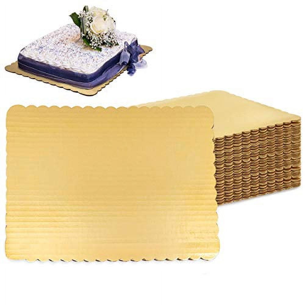 Fit Meal Prep [100 Pack] 14x10 Inch Rectangular Cake Stand Gold ...