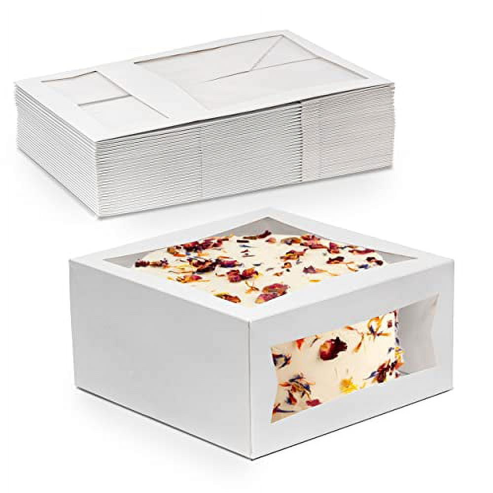 Fit Meal Prep [100 Pack] Cake Boxes with Window 10x10x5 White Bakery ...