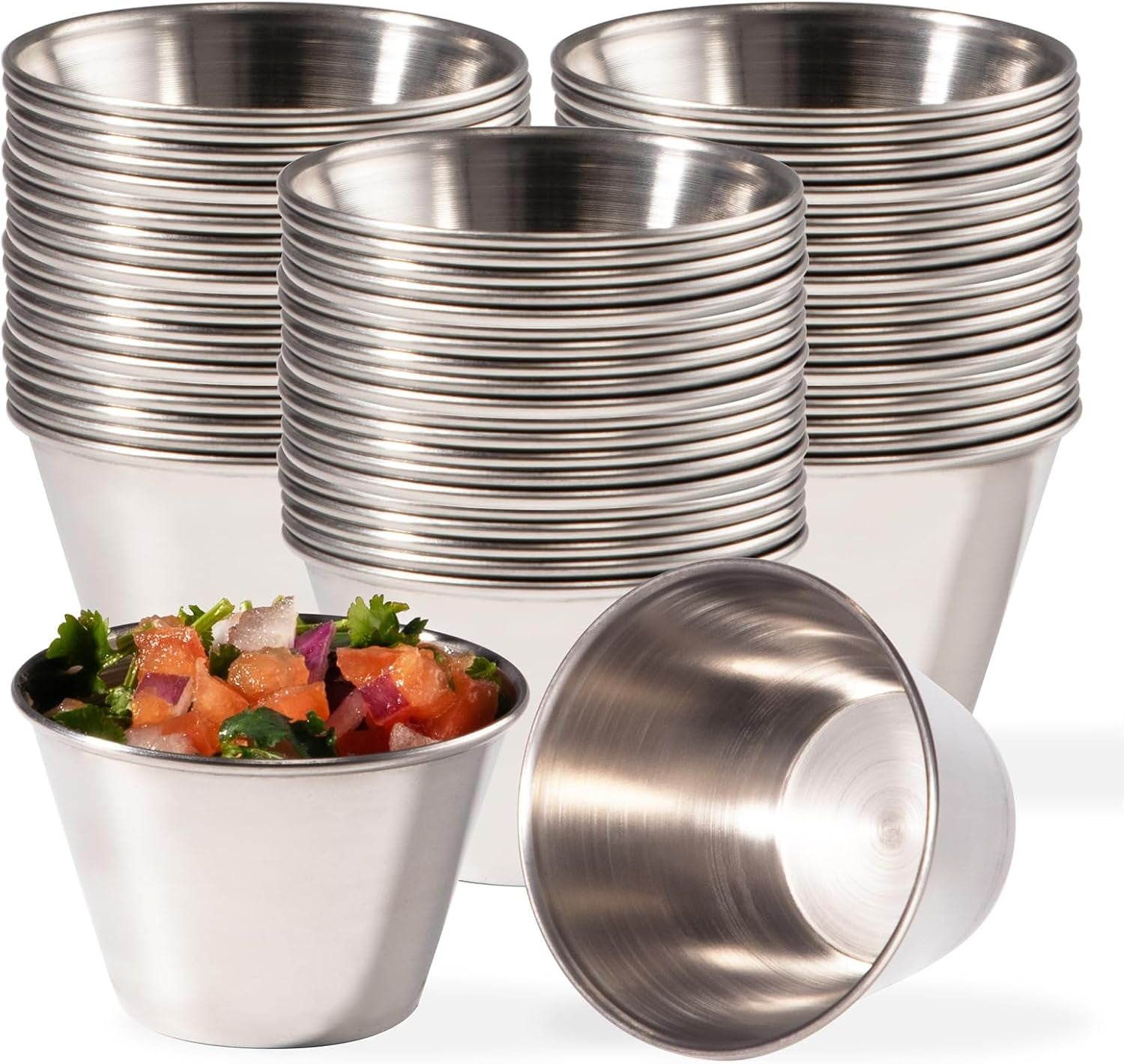 Fit Meal Prep [120 Pack] 4 oz Stainless Steel Dipping Sauce Cups ...