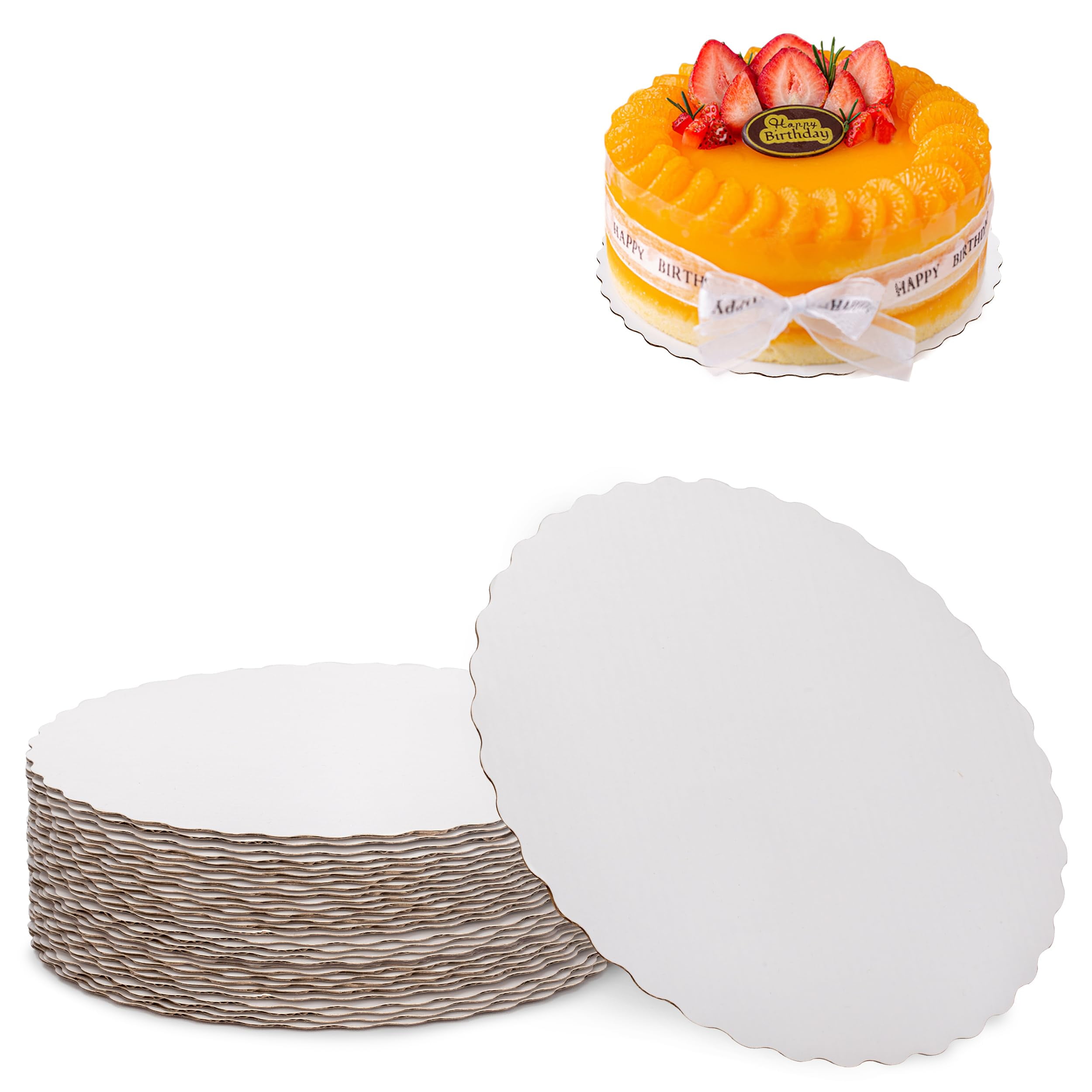 Fit Meal Prep [20 Pack] 8 Inch Cake White Cardboard Disposable Cake ...