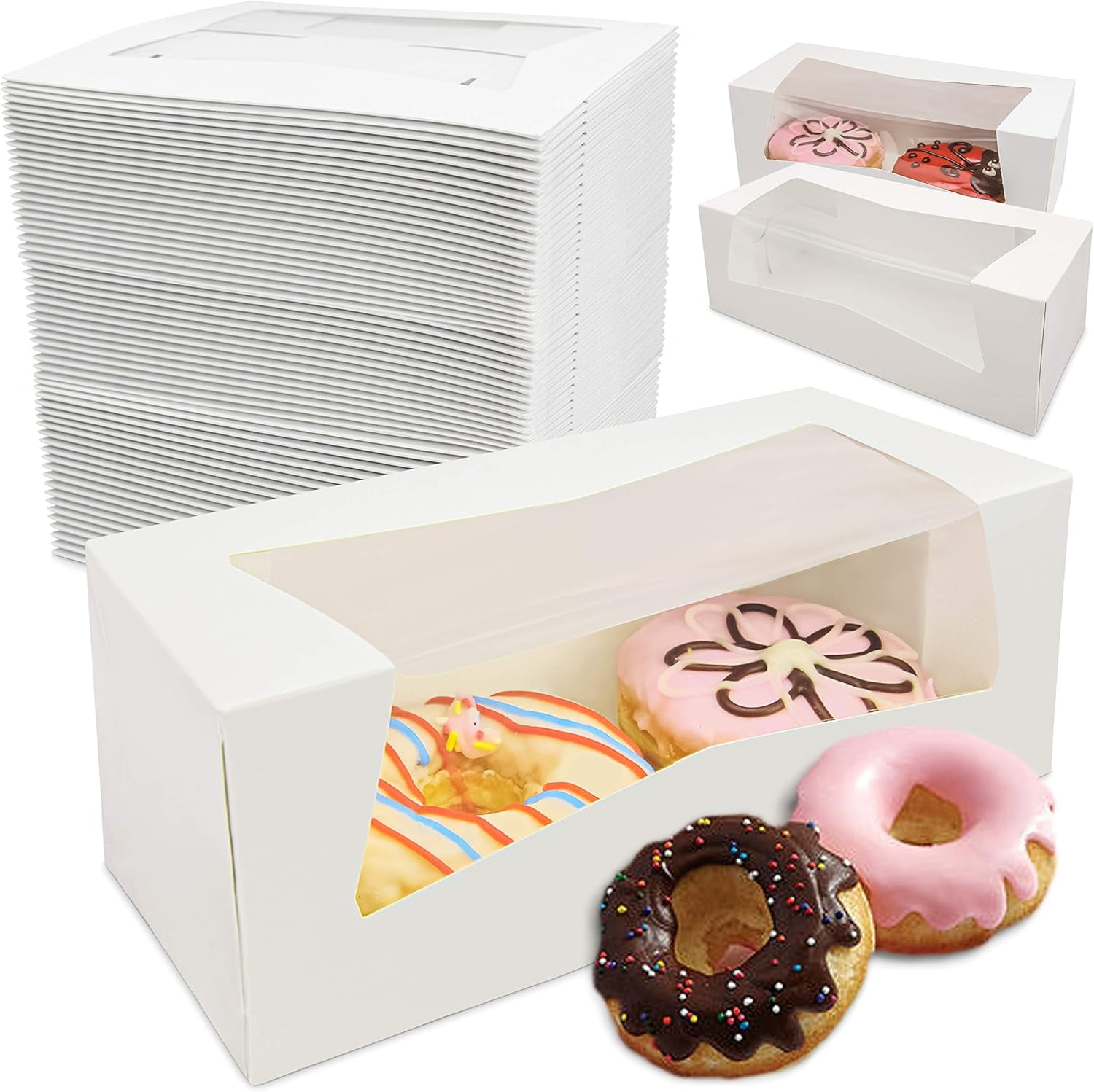 Fit Meal Prep 200 Pack 9 x 4 x 3.5 Inches White Bakery Boxes with ...