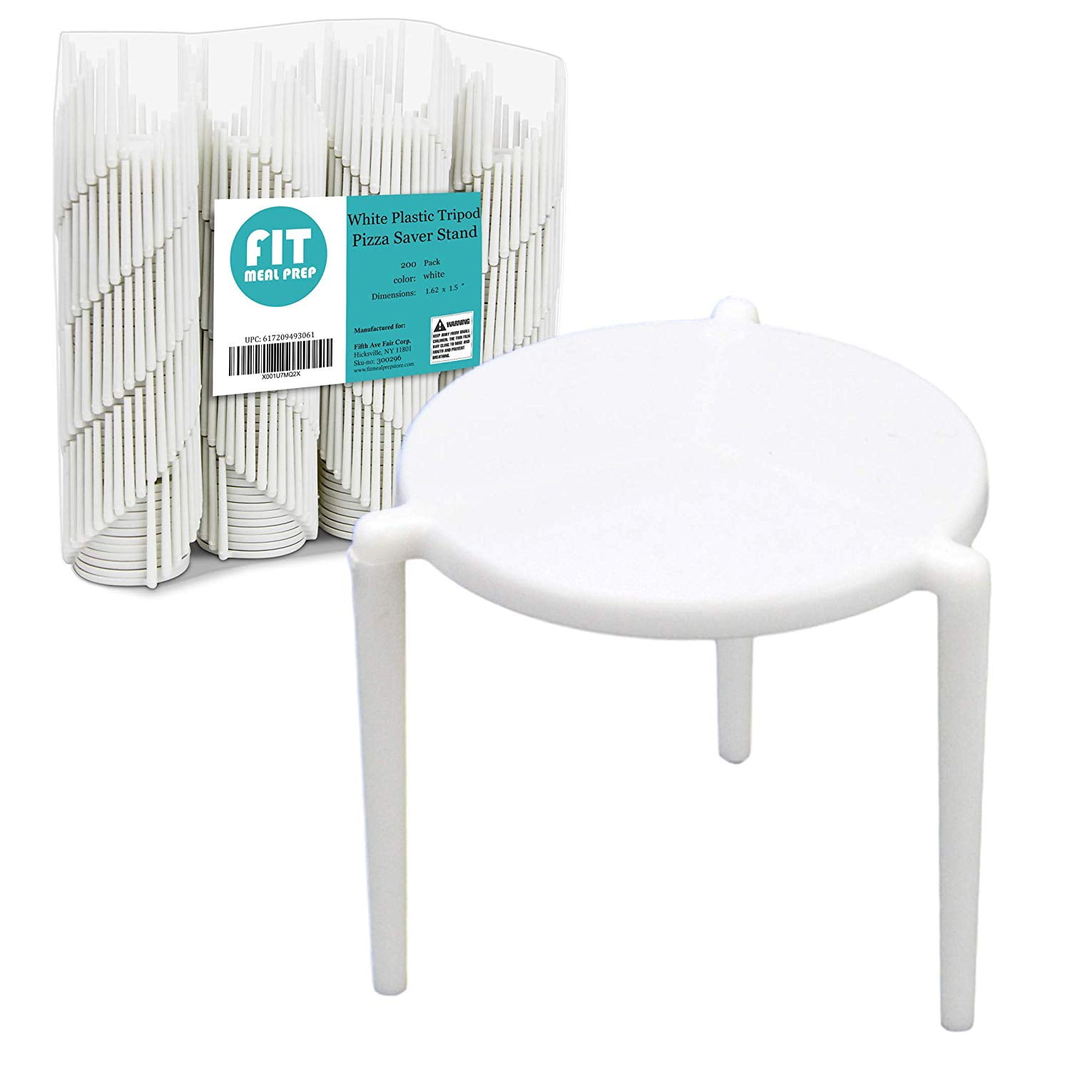 Fit Meal Prep [200 Pack] Pizza Saver Stand - White Plastic Tripod Stack ...